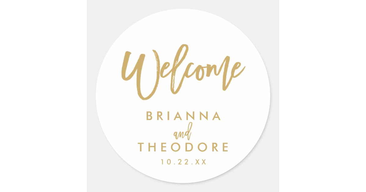Chic Hand Lettered Wedding Welcome Sticker | Zazzle
