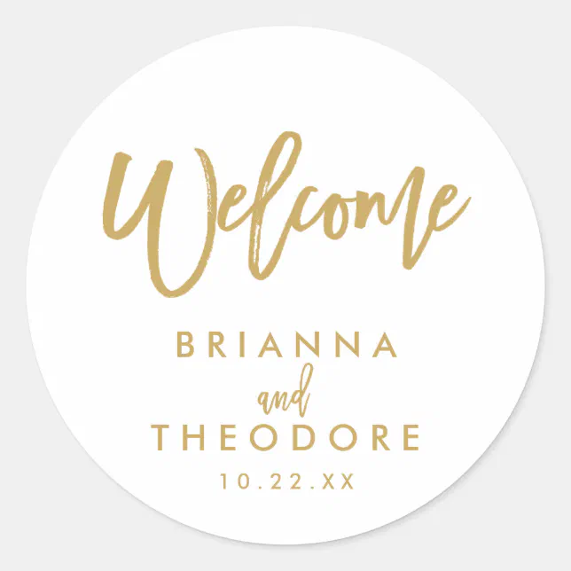 Chic Hand Lettered Wedding Welcome Sticker | Zazzle