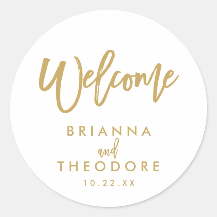 Chic Hand Lettered Wedding Welcome Sticker | Zazzle.com