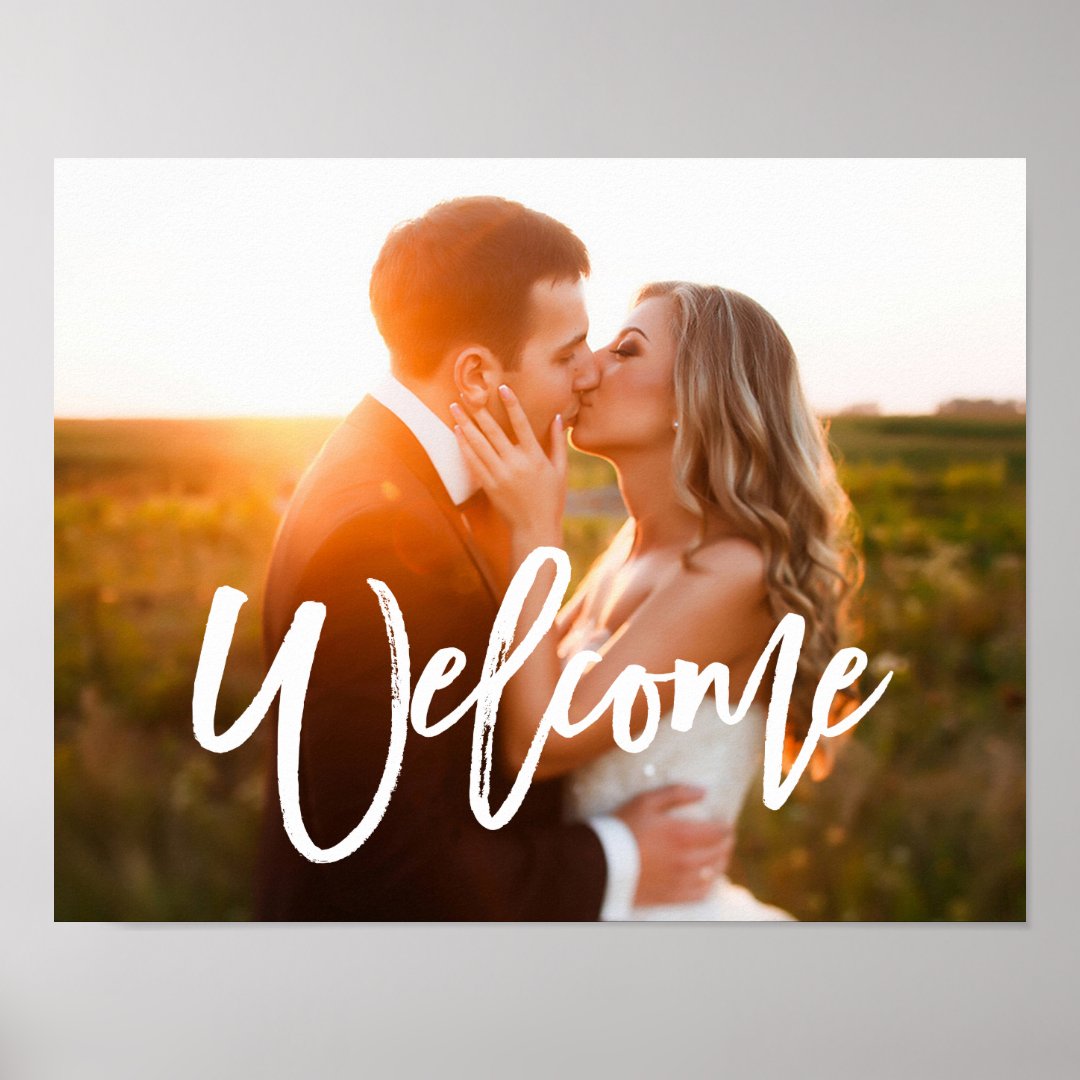 Chic Hand Lettered Welcome Photo Poster | Zazzle