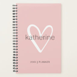 Chic Heart Blush Pink Weekly Monthly Non Dated Planner | Zazzle