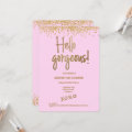 Chic Hello Gorgeous Galentine Gold Confetti Pink Invitation | Zazzle