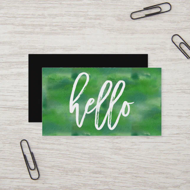 Chic Hello Green Watercolor | Business Card | Zazzle