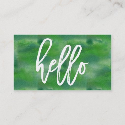 Chic Hello Green Watercolor | Business Card | Zazzle