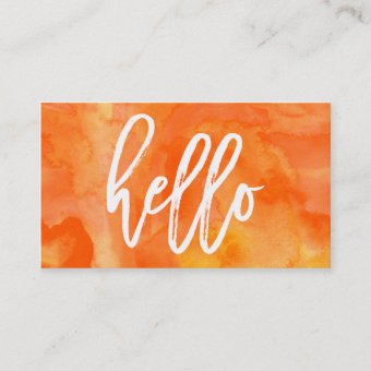 Chic Hello Orange Watercolor | Business Card | Zazzle