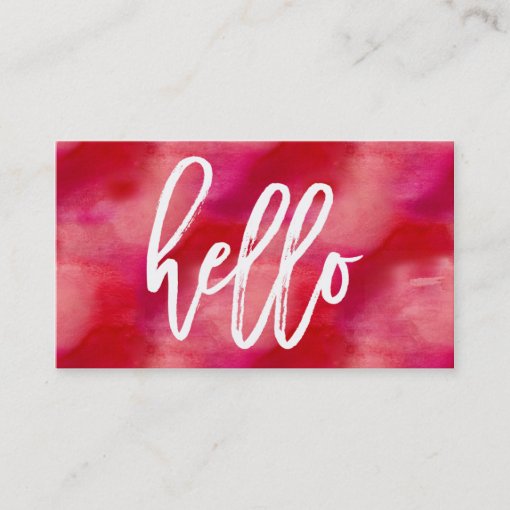 Chic Hello Red Watercolor | Business Card | Zazzle