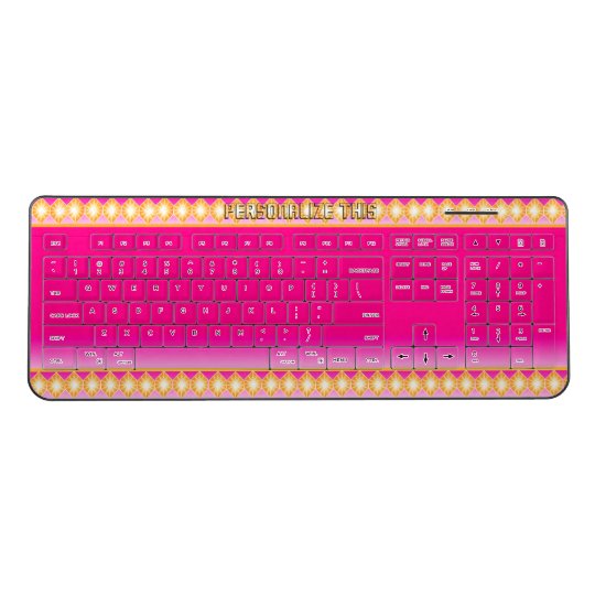 Chic hot pink "jeweled border art" personalized wireless keyboard ...