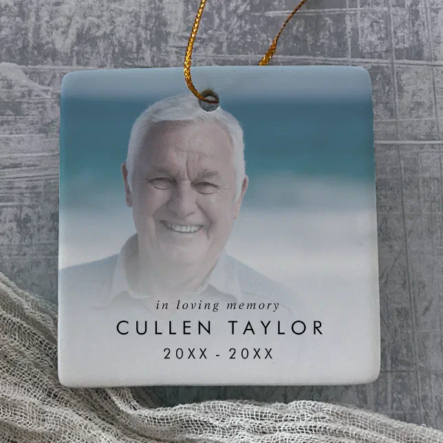 Chic In Loving Memory Grandpa Photo Memorial Ceramic Ornament | Zazzle