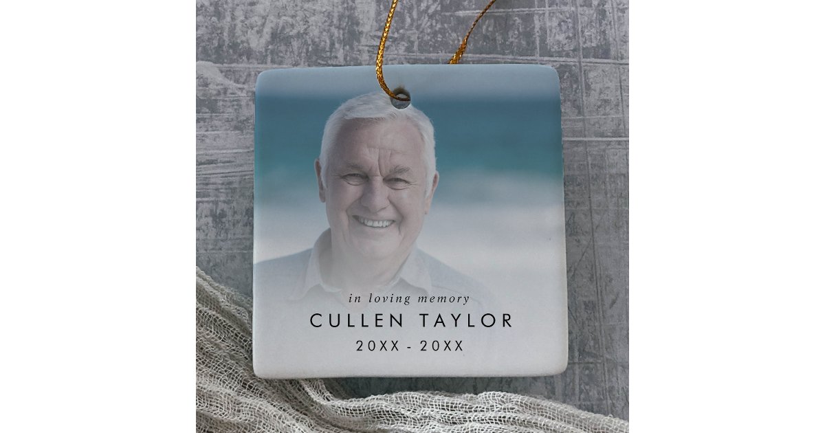 Chic In Loving Memory Grandpa Photo Memorial Ceramic Ornament | Zazzle