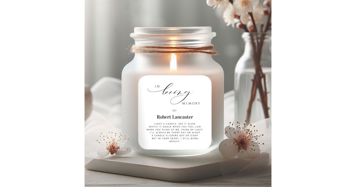 Chic In Loving Memory, Memorial Candle Favor Label | Zazzle