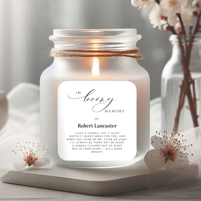 Chic In Loving Memory, Memorial Candle Favor Label | Zazzle