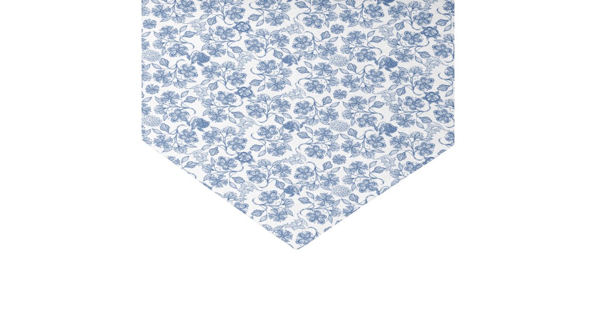 Chic Indigo Blue Ethnic Floral Print Tissue Paper | Zazzle