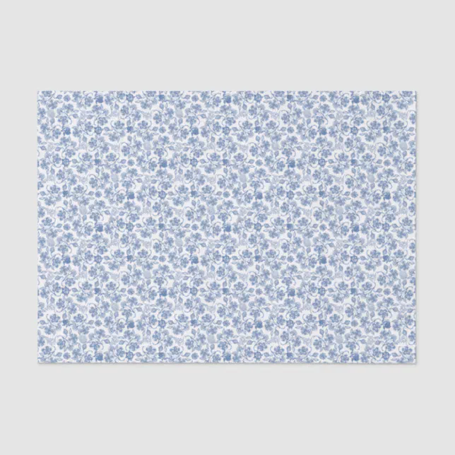 Chic Indigo Blue Ethnic Floral Print Tissue Paper | Zazzle