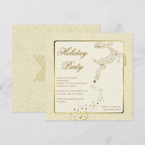 Chic Ivory & Gold Holiday Party Invitation | Zazzle