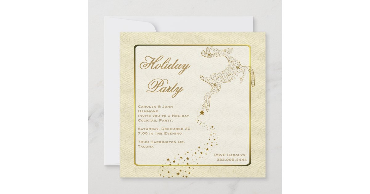 Chic Ivory & Gold Holiday Party Invitation | Zazzle