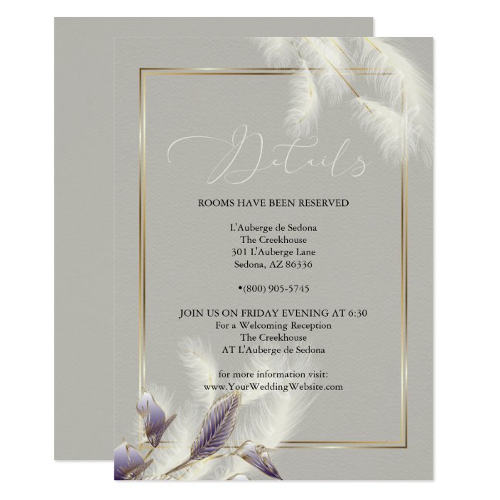 Chic Ivory Pampas Grass Amethyst Anthurium Invitation | Zazzle.com