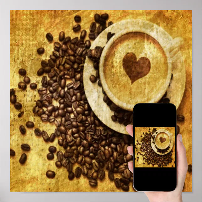 Chic Java cappuccino Coffee Beans Coffee Lover Poster | Zazzle