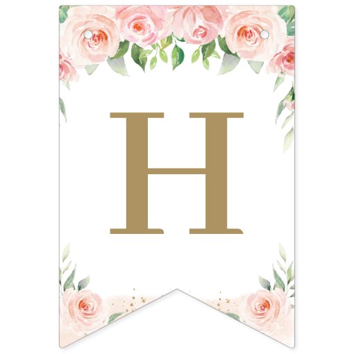 Chic Jungle Animals Blush Pink Floral Birthday Bunting Flags | Zazzle