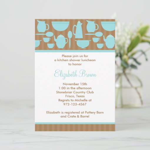 Chic Kitchen Bridal Shower Invitation (Teal) | Zazzle
