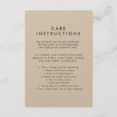 Chic Kraft Business Product Care Instructions Enclosure Card | Zazzle