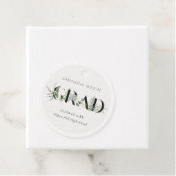 Chic Leafy Fern Succulent Green Foliage Graduation Favor Tags | Zazzle
