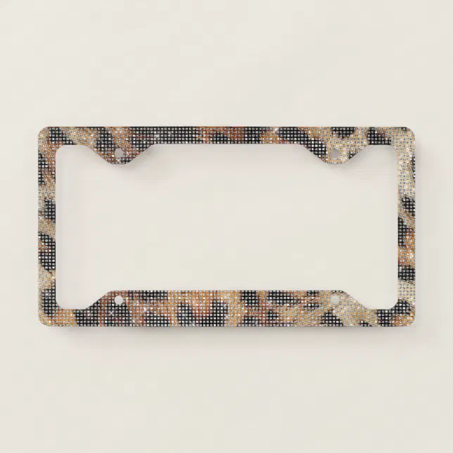 Chic Leopard Animal Print Sparkle License Plate Frame | Zazzle