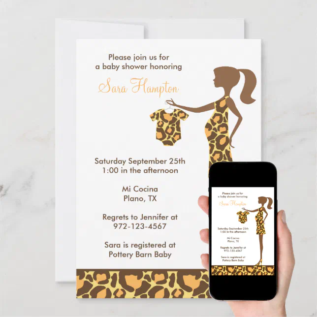 Chic Leopard Print Baby Shower Invitation | Zazzle