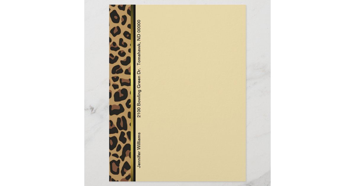 Chic Leopard Print Custom Letterhead Stationery | Zazzle