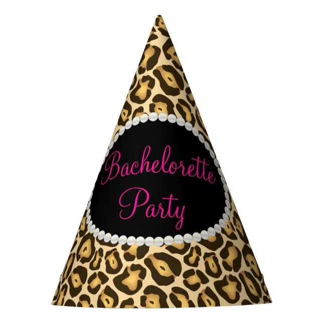 Chic Leopard Print Pearls, Bachelorette Party Hats | Zazzle