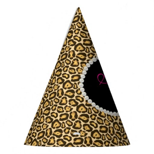 Chic Leopard Print Pearls Sweet 16 Party Hats | Zazzle