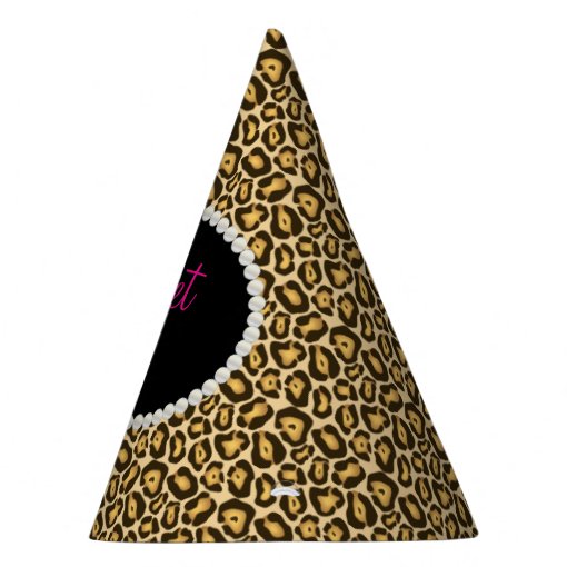 Chic Leopard Print Pearls Sweet 16 Party Hats | Zazzle