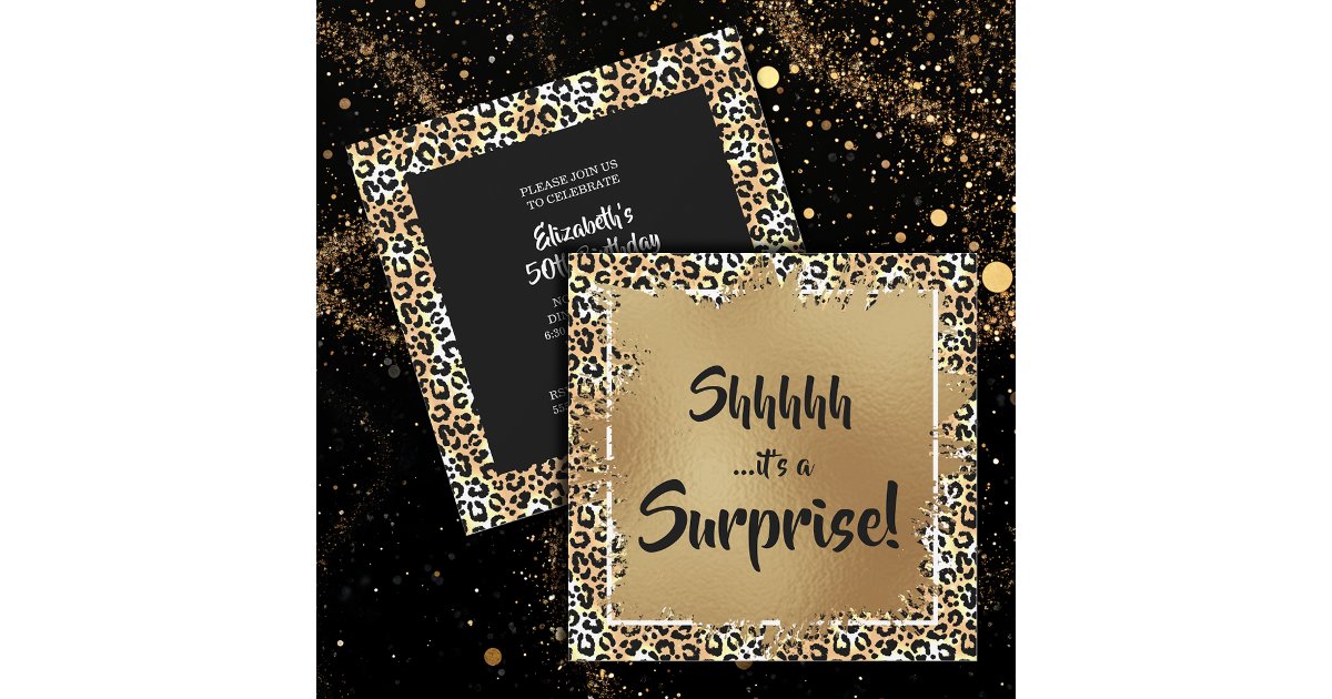 Chic Leopard Surprise 50th Birthday Party Invitation | Zazzle