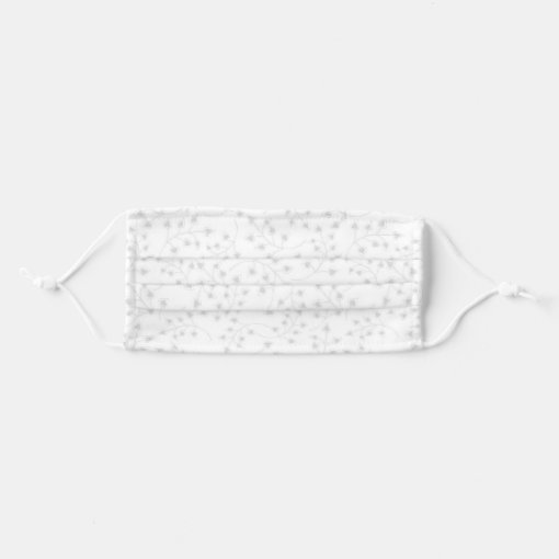 Chic Light Grey White Vines Adult Cloth Face Mask | Zazzle