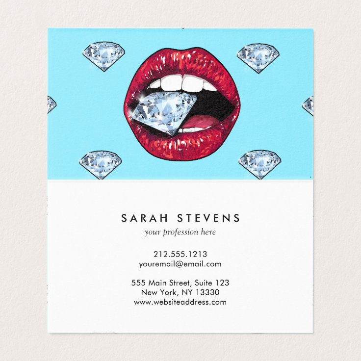 Chic Lips Diamond Girly Business Card | Zazzle