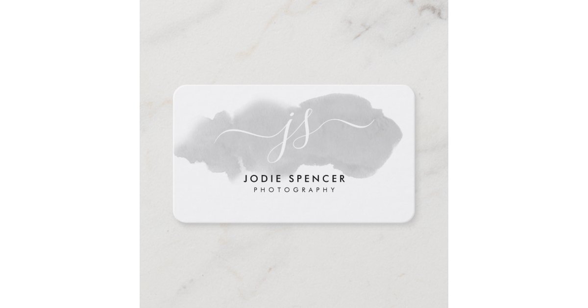 CHIC LOGO elegant pretty initial gray watercolor Business Card | Zazzle