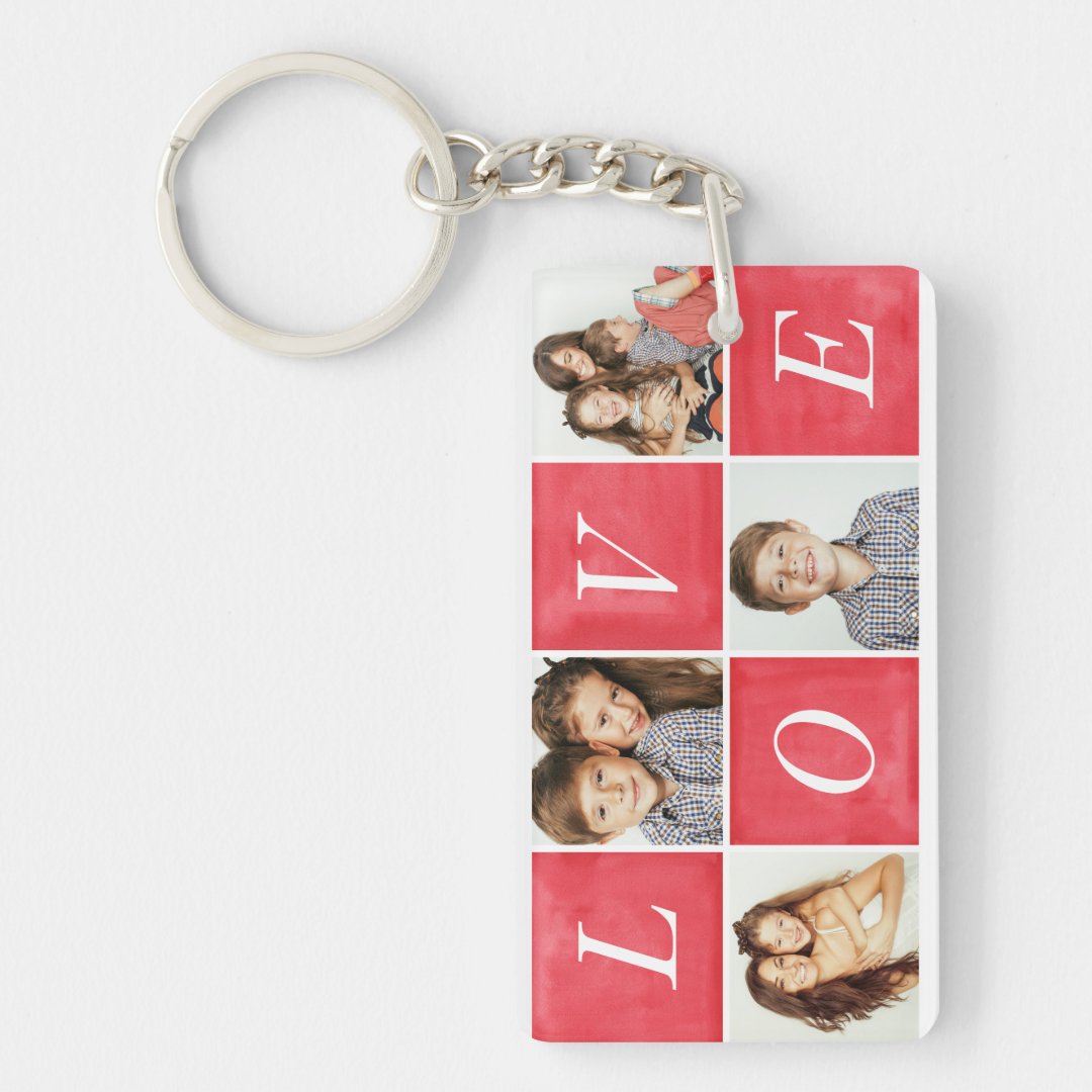 Chic Love 4 Photo Collage Keychain | Zazzle