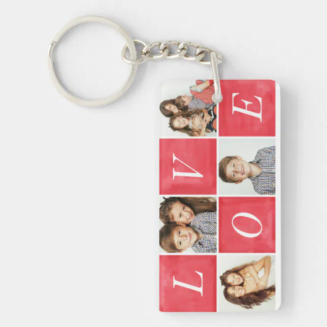 Chic Love 4 Photo Collage Keychain | Zazzle