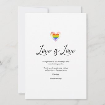 Chic Love & Thanks LGBT Rainbow Pride Heart Photo Thank You Card | Zazzle