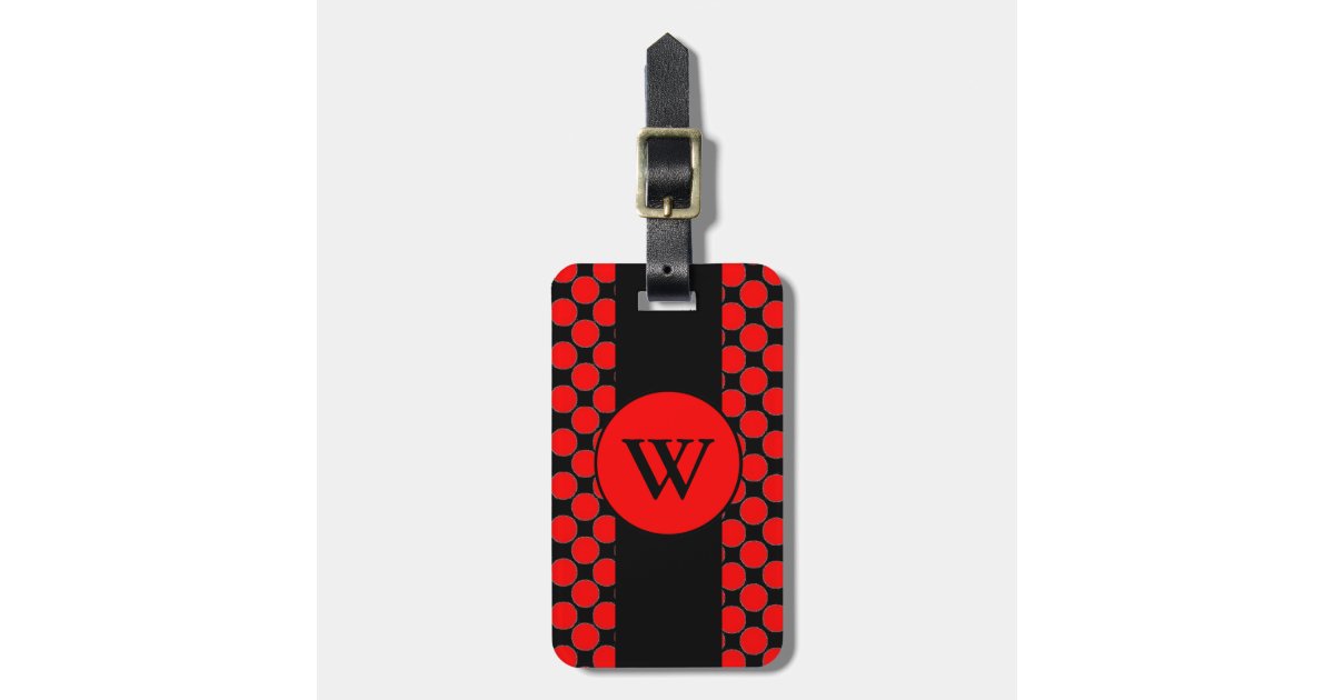 CHIC LUGGAGE/BAG TAG_01 RED DOTS/BLACK STRIPE LUGGAGE TAG | Zazzle