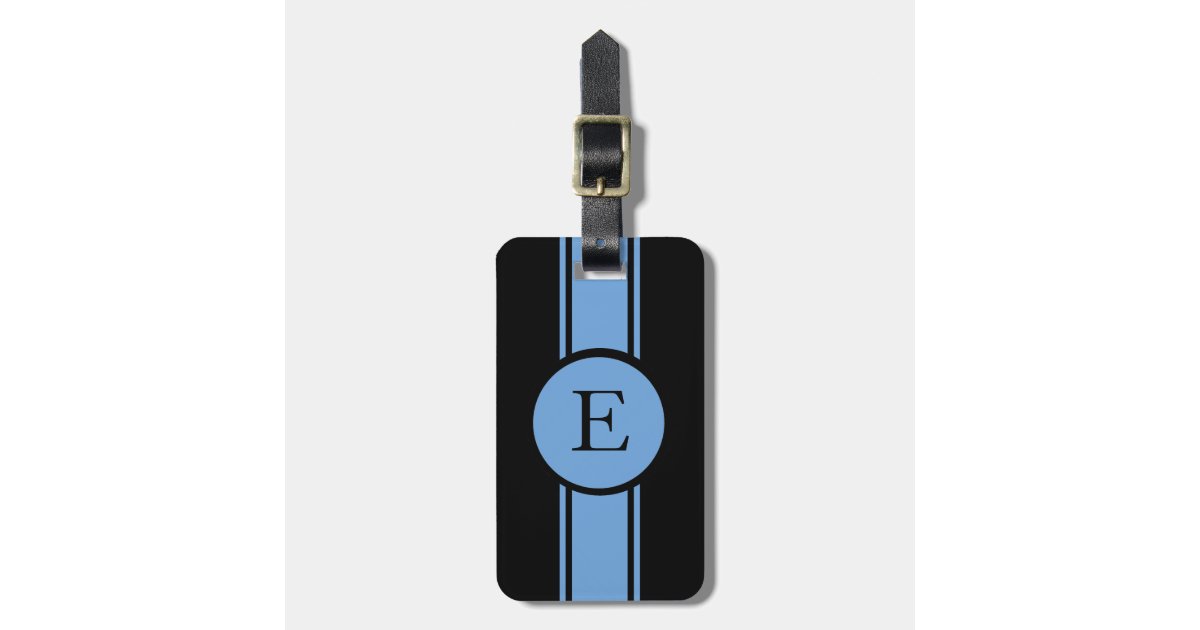 CHIC LUGGAGE/BAG TAG_153 BLUE/BLACK/MONOGRAM LUGGAGE TAG | Zazzle
