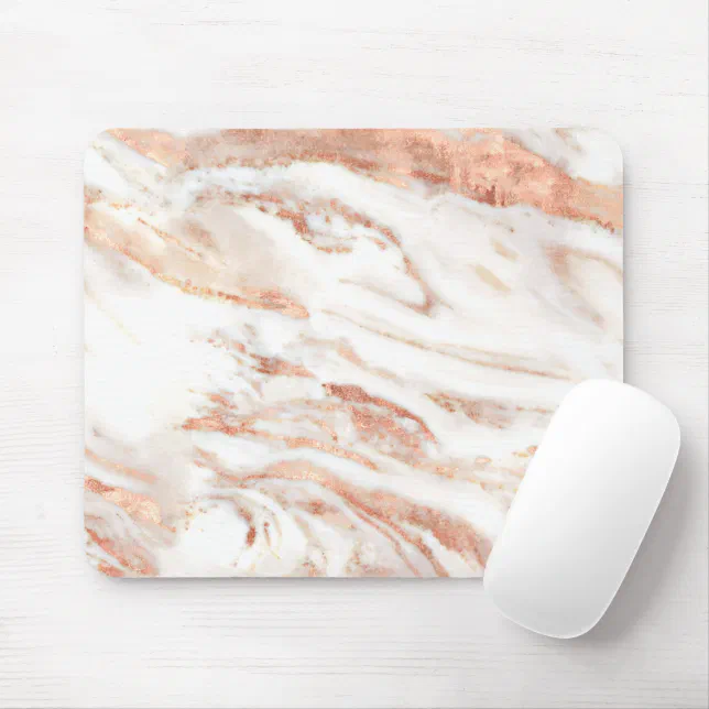 Chic Luxe Copper | Elegant Rose Gold Marble Mouse Pad | Zazzle