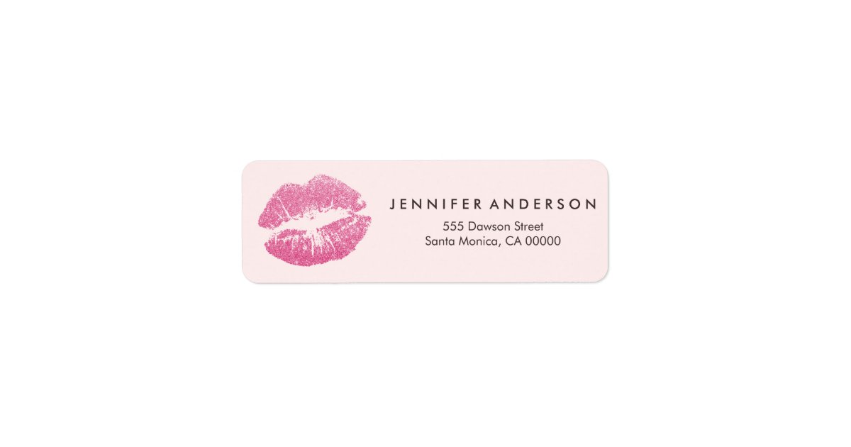 Chic Makeup Artist Blush Light Pink Glitter Lips Label | Zazzle