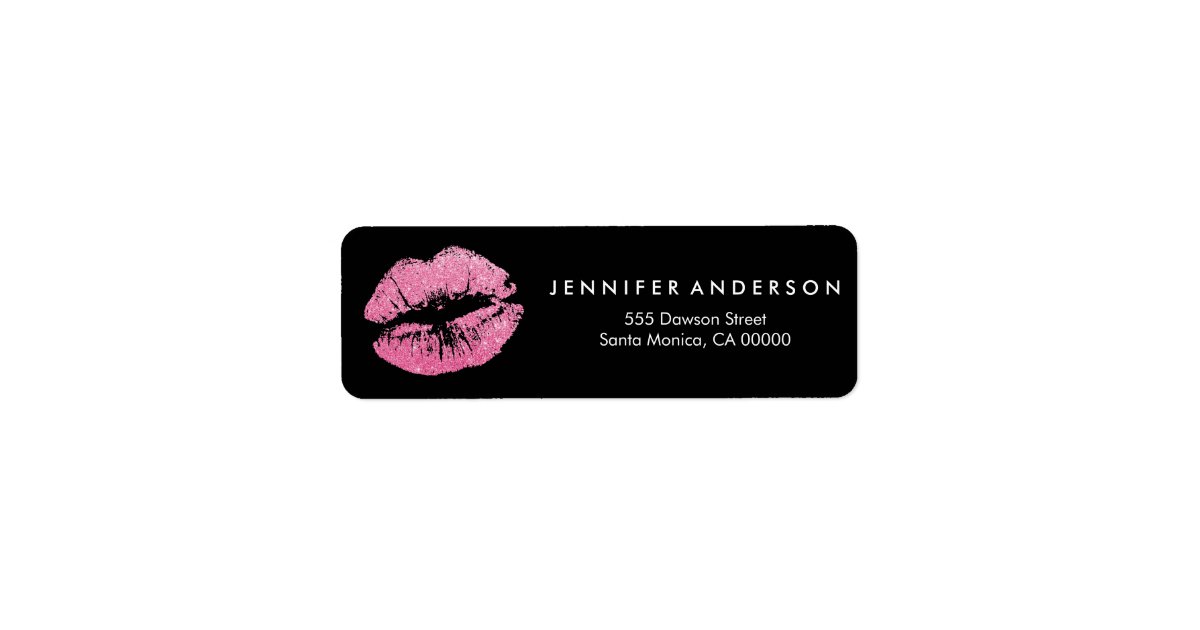 Chic Makeup Artist Blush Pink Glitter Lips Label | Zazzle
