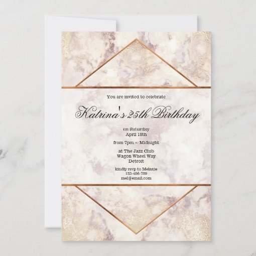 Chic Marble Birthday Party Invitation | Zazzle