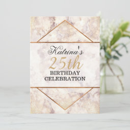 Chic Marble Birthday Party Invitation | Zazzle
