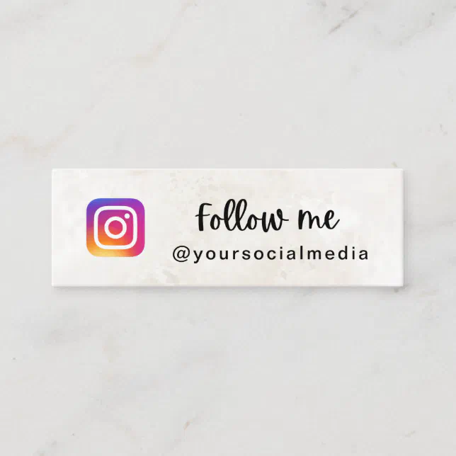 Chic Marble Follow Instagram Social Media QR Code Mini Business Card ...