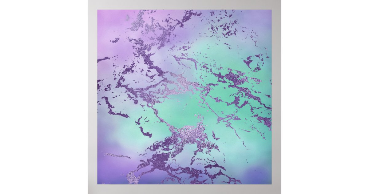 Chic Marble | Lavender Purple and Mint Green Poster | Zazzle