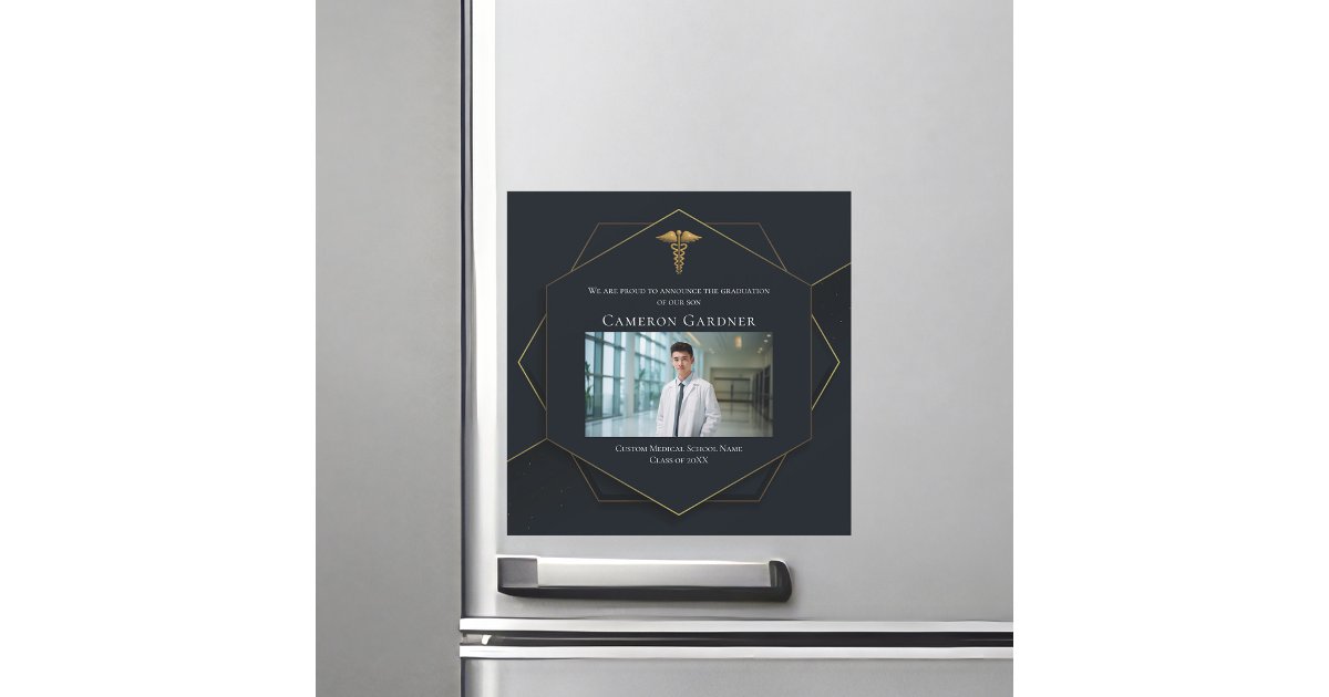 Chic Medical School Photo Graduation Magnet Card | Zazzle
