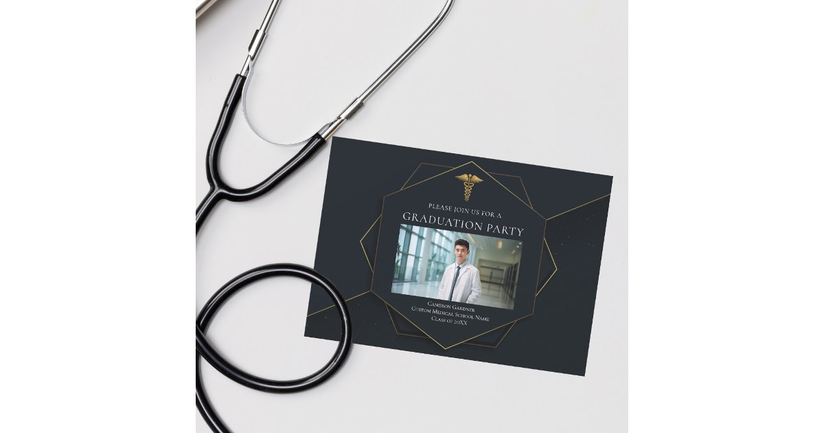 Chic Medical School Photo Graduation Party Invitation | Zazzle