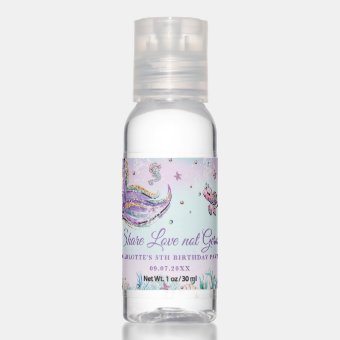 Chic Mermaid Tail Under the Sea Baby Shower Favor Hand Sanitizer | Zazzle